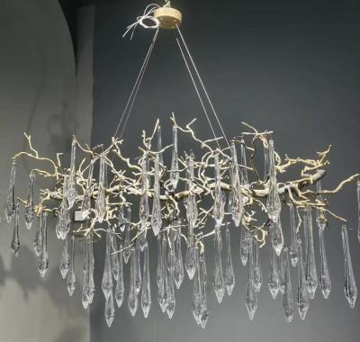 China Luxury Clear Crystal Drop Pendant Chandelier Light Hotel Lobby Banquet VIP Lounge Ceiling Decorative Lighting for sale