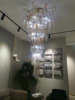 China Luxury Crystal Chandelier Grand Staircase Foyer Lighting Oversized Cascading Drop High Ceiling Suspension Fixture for sale