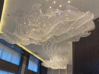 China Tailor Made Modern European Crystal Ribbon Spiral Chandelier Banquet Art Decoration Light Fixture for sale