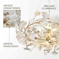 China Luxury Contemporary Crystal Palm Leaf Pendant Chandelier Custom Gold Finish Hanging Ceiling Light for Hotel Villa Decor for sale