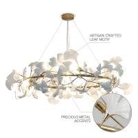 China Custom Handcrafted Crystal Palm Leaf Chandelier Pendant Light Luxury Gold Plated Hanging Lamp for Villa Dining Hall for sale