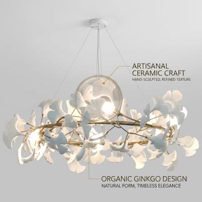 China Custom Handcrafted Crystal Palm Leaf Chandelier Pendant Light Luxury Gold Plated Hanging Lamp for Villa Dining Hall for sale