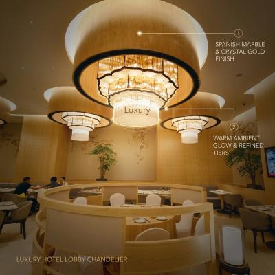 China Spanish Marble Luxury Crystal Chandelier Custom Large Foyer Pendant Light for Hotel Villa Club for sale