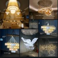 China Grand Villa Staircase Multi-Tier Crystal Chandelier Custom Marble Pendant Light Luxury Foyer Decor for sale