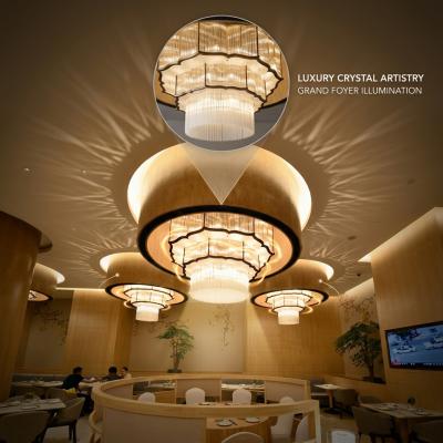 China Bespoke Marble Multi-Layer Crystal Chandelier Custom Large Foyer Pendant Light Hotel Villa Club for sale