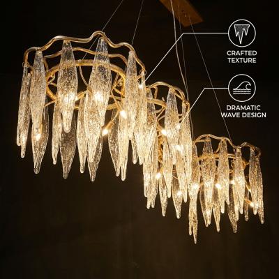 China Luxury Marble Multi-Pendant Crystal Chandelier Light Custom Hanging Fixture Hotel Villa Club for sale