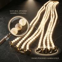China Modern Marble Crystal Pendant Chandelier Light Minimalist Hanging Fixture Hotel Villa Club Decor for sale