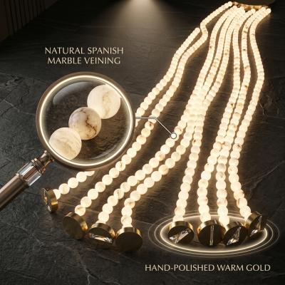 China Modern Marble Crystal Pendant Chandelier Light Minimalist Hanging Fixture Hotel Villa Club Decor for sale