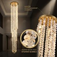 China Designer Club Crystal Pendant Chandelier Light Custom Marble Hanging Fixture Luxury Lounge Decor for sale