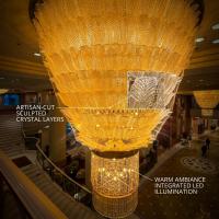 China Customized Luxury Hotel Lobby Multi-Tier Crystal Large Chandelier Gold Finish Grand Entrance Lighting for sale