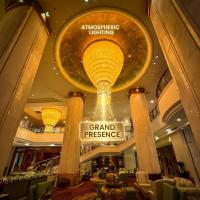 China Customized Luxury Hotel Lobby Multi-Tier Crystal Large Chandelier Gold Finish Grand Entrance Lighting for sale