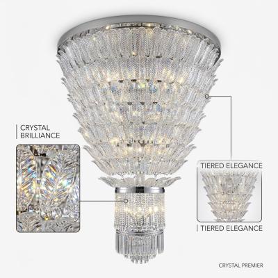 China Spanish Style Marble Base Crystal Chandelier Custom Large Villa Lighting Gold Finish Luxury Fixture for sale