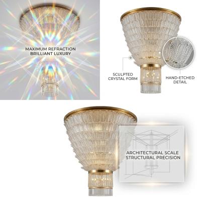 China Custom Spanish Marble Column Waterfall Crystal Large Chandelier Gold Finish Luxury Hotel Project Lighting for sale