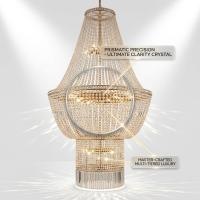 China Custom Spanish Marble Column Waterfall Crystal Large Chandelier Gold Finish Luxury Hotel Project Lighting for sale