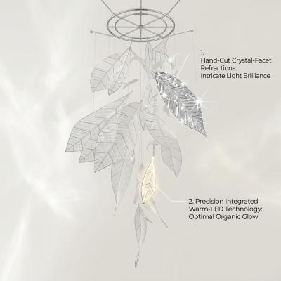 China Crystal Tropical Leaf Branch Chandelier Luxury Contemporary Custom Pendant Lighting Organic Design Fixture for sale