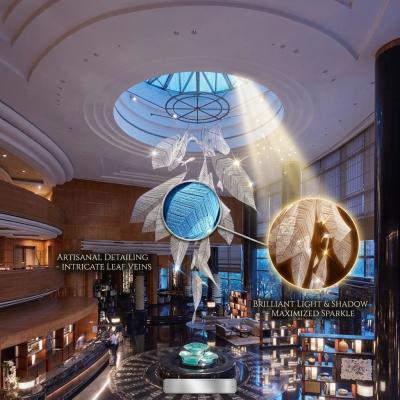China Custom Gold Crystal Ring Chandelier Large Contemporary Pendant Light High-End Club Villa Luxury Fixture for sale