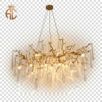 China Custom Linear Crystal Chandelier Gold Rectangular Pendant Light Hotel Reception Club Dining Fixture for sale