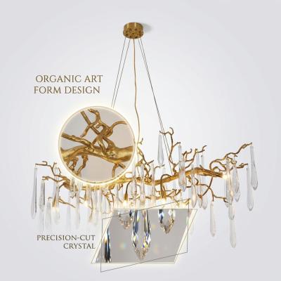 China Custom Sputnik Crystal Chandelier Gold Branch Large Hotel Villa Club Luxury Statement Pendant Light for sale