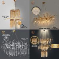 China Custom Crystal Globe Cluster Chandelier Gold Multi-Drop Adjustable Hotel Villa Stairwell Pendant Light for sale