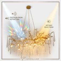 China Custom Wagon Wheel Crystal Chandelier Gold Brass Hotel Villa Restaurant Luxury Pendant Light Fixture for sale