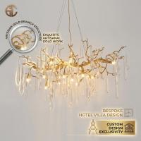 China Custom Spiral Helix Crystal Chandelier Gold Finish Hotel Atrium Villa Stairwell Club Luxury Pendant for sale