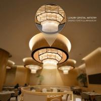 China Crystal Ring Foyer Chandelier Titanium Gold Contemporary Hotel Villa Entrance Pendant Light Fixture for sale