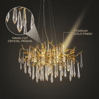 China Oval Crystal Foyer Chandelier Titanium Gold Hotel Villa Entrance Elongated Luxury Pendant Light for sale