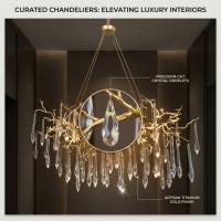 China Lantern Crystal Foyer Chandelier Titanium Gold Hotel Villa Entrance Luxury Pendant Light Fixture for sale