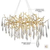 China Waterfall Crystal Foyer Chandelier Titanium Gold Hotel Atrium Villa Entrance Large Luxury Pendant for sale