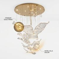 China Sputnik Crystal Foyer Chandelier Titanium Gold Hotel Villa Entrance Modern Luxury Pendant Light for sale