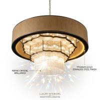 China Globe Cluster Crystal Foyer Chandelier Titanium Gold Hotel Villa Entrance Sculptural Pendant Light for sale