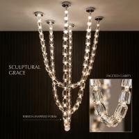 China Tailor Made Crystal Ribbon Chandelier Modern European Chandeliers Luxury Custom Pendant Lighting For Hotel Lobby for sale
