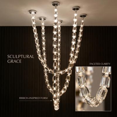 China Tailor Made Crystal Ribbon Chandelier Modern European Chandeliers Luxury Custom Pendant Lighting For Hotel Lobby for sale