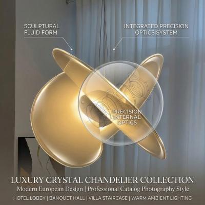 China Country House Chandelier Custom Made Crystal Ribbon European Style LED Pendant Lighting For Grand Estates for sale