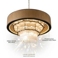 China Glass Pendant Light Custom Made Golden Metal Frame Adjustable Color Temperature 3000-6500K Anti Rust For Bedroom for sale