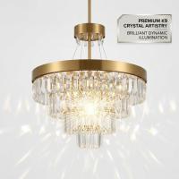 China Crystal Pendant Light Custom Made Golden Metal Body Adjustable Color Temperature 3000-6500K Anti Rust For Home for sale