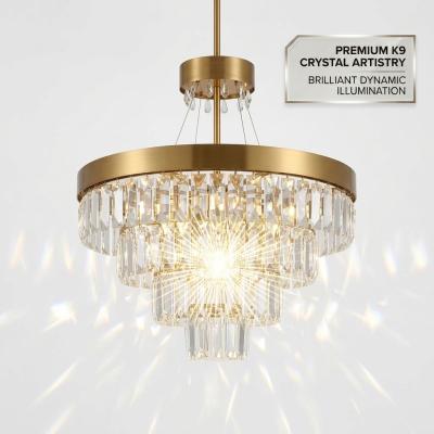 China Crystal Pendant Light Custom Made Golden Metal Body Adjustable Color Temperature 3000-6500K Anti Rust For Home for sale