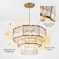 China Staircase Pendant Light Custom Made Golden Metal Body Adjustable Color Temperature 3000-6500K For Villa Home for sale