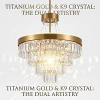 China Luxury Pendant Light Custom Made Golden Metal Body Adjustable Color Temperature 3000-6500K For Hotel Suite for sale