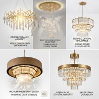 China Luxury Pendant Light Custom Made Golden Metal Body Adjustable Color Temperature 3000-6500K For Hotel Suite for sale