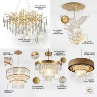 China Golden Pendant Light Custom Made Metal Body Adjustable Color Temperature 3000-6500K Anti Rust For Bedroom for sale