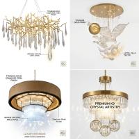 China Villa Pendant Light Custom Made Golden Metal Body Adjustable Color Temperature 3000-6500K For Living Room for sale