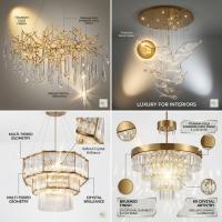 China Commercial Pendant Light Custom Made Golden Metal Body Adjustable Color Temperature 3000-6500K For Office Space for sale
