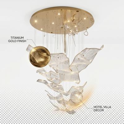 China Project Pendant Light Custom Made Golden Metal Body Adjustable Color Temperature 3000-6500K For Commercial Space for sale