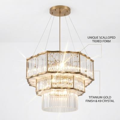 China Staircase Custom Pendant Light Golden Metal Body Adjustable Color Temperature 3000-6500K For Villa for sale