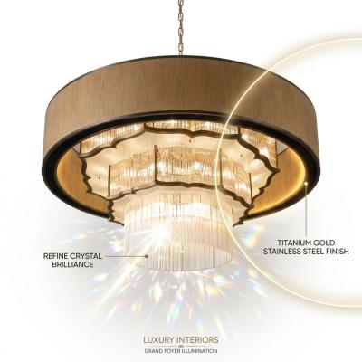 China Hotel Lobby Custom Pendant Light Golden Metal Body Adjustable Color Temperature 3000-6500K For Reception for sale