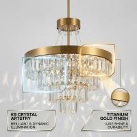 China Large Custom Pendant Light Golden Metal Body Adjustable Color Temperature 3000-6500K For Hotel Lobby for sale