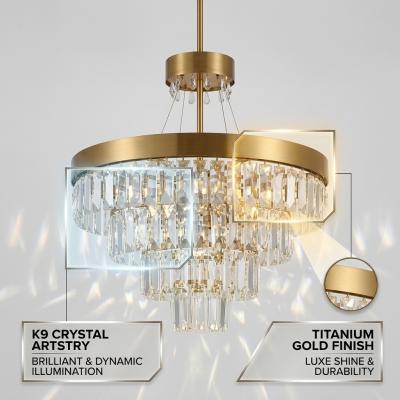 China Large Custom Pendant Light Golden Metal Body Adjustable Color Temperature 3000-6500K For Hotel Lobby for sale