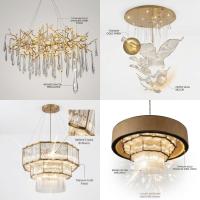 China High Ceiling Custom Pendant Lights Golden Metal Body Adjustable Color Temperature 3000-6500K For Foyer for sale