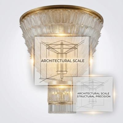 China Hotel Lobby Water Droplet Chandelier Luxury Crystal Pendant Lighting Supplier 220V Titanium Gold 5-35m2 Coverage for sale